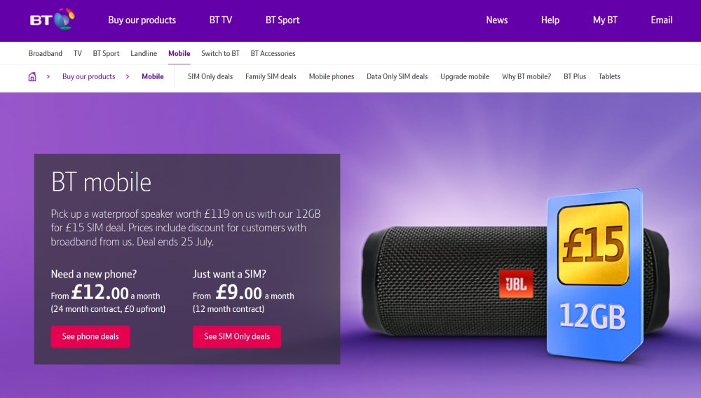 BT Mobile SIM Only Deals: With Ofcom 'Text To Switch' & 30D Guarantee