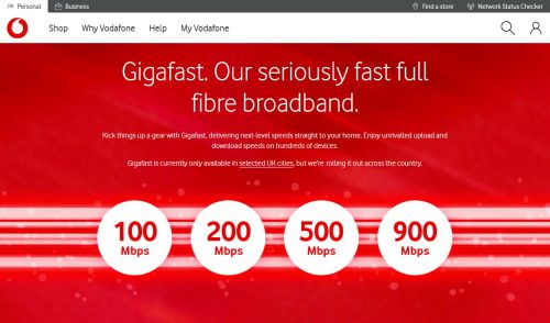 Vodafone Full Fibre FTTP Broadband: Full Fibre 1, 2, 100, 200, 500 & 900