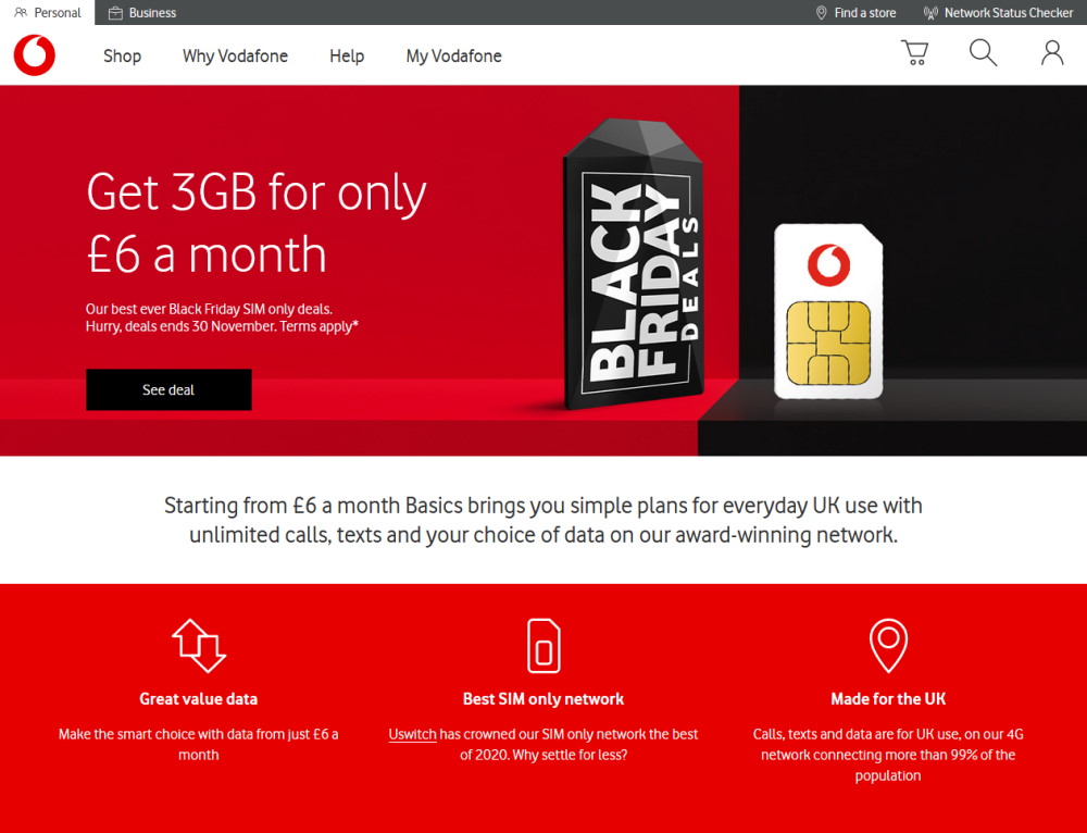 Vodafone Black Friday 2020 Offers: Phones, SIMs & Broadband