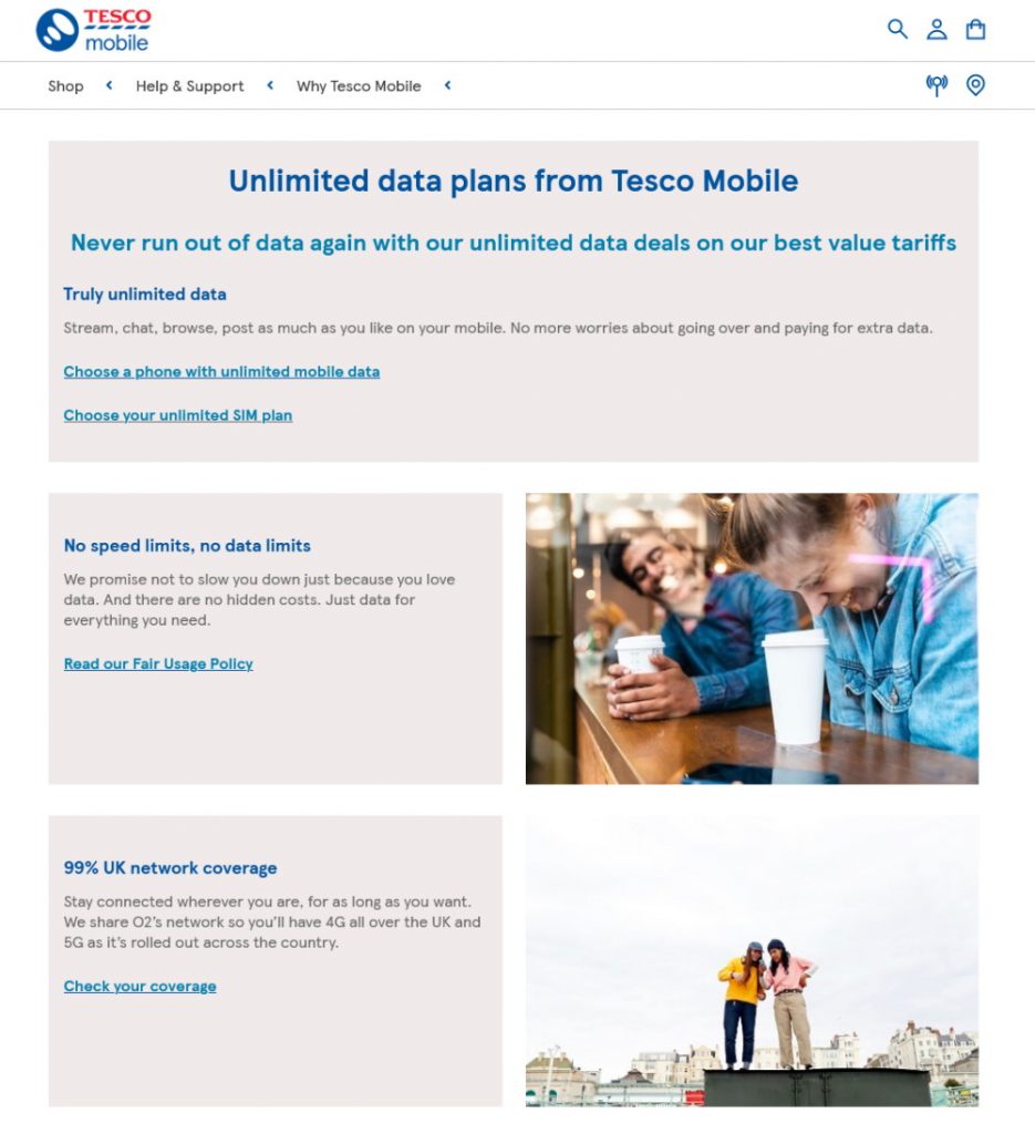 Tesco Mobile Unlimited Data Plans: With 5G From O2