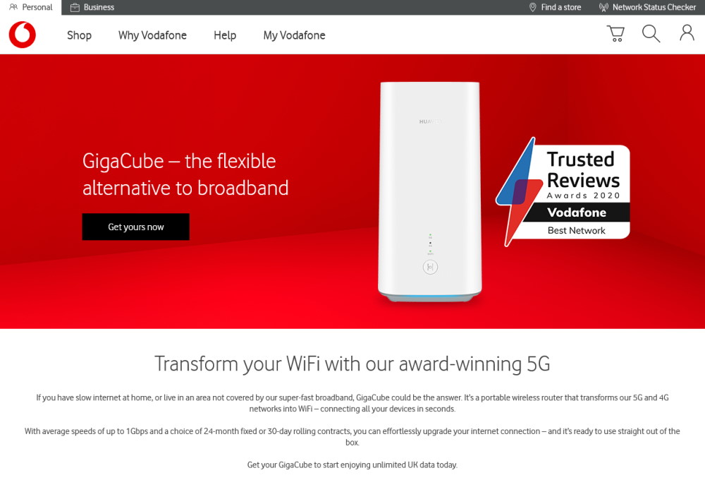 Vodafone GigaCube Review: 4G & 5G Home Broadband With No Landline