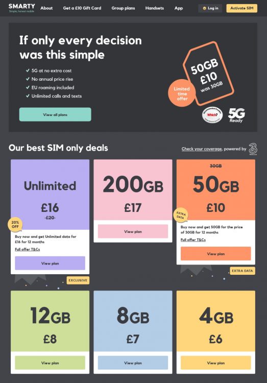 Smarty Mobile SIM Review: 4GB for £5, 12GB for £7 & Unlimited for £16