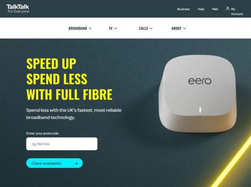 TalkTalk Full Fibre Broadband: Fibre 150, 500 & 900 Plans With eero 6