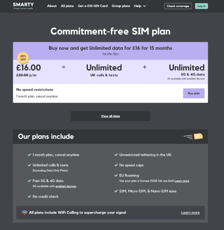 SMARTY's £16 Unlimited Data SIM: No Contract & 5G Coverage
