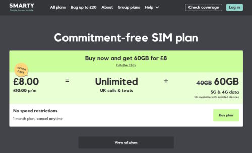 SMARTY's 60GB For £8 SIM Deal: With No Contract & 5G
